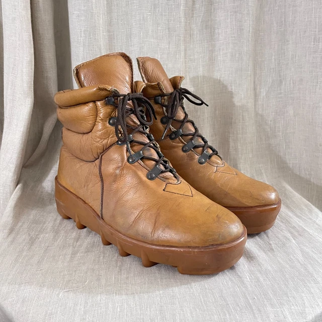 70S ST. MORITZ Jeti Gold Padded Leather Hiking Climbing Boots Mens 10W ...