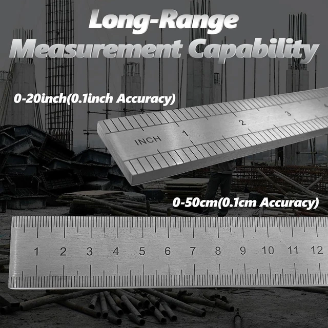 50CM DOUBLE SIDED Stainless Steel Straight Ruler Metal Scale Measuring ...