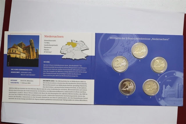 🧭 🇩🇪 GERMANY 2 Euro X5 Proof Niedersachsen In Folder B84 Cg34 $76.37 ...