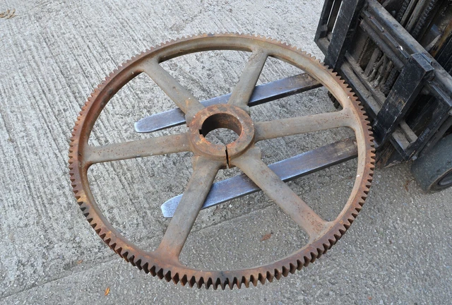 VINTAGE MACHINERY COG huge iron industrial cog wheel - 143.5 cm / 260 ...