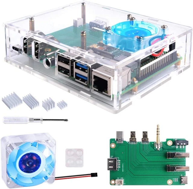 ACRYLIC RASPBERRY PI Set-Top Box Kit,Raspberry Pi 4 Case with 4010 Fan ...