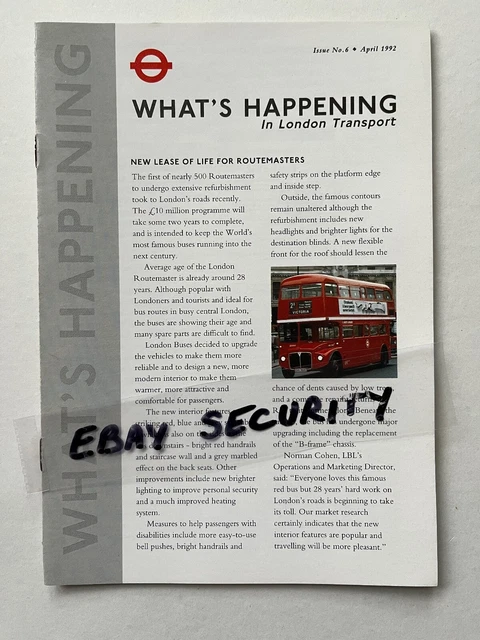 LONDON TRANSPORT UNDERGROUND Tube Railway Bus 1992 ROUTEMASTER AND MORE ...