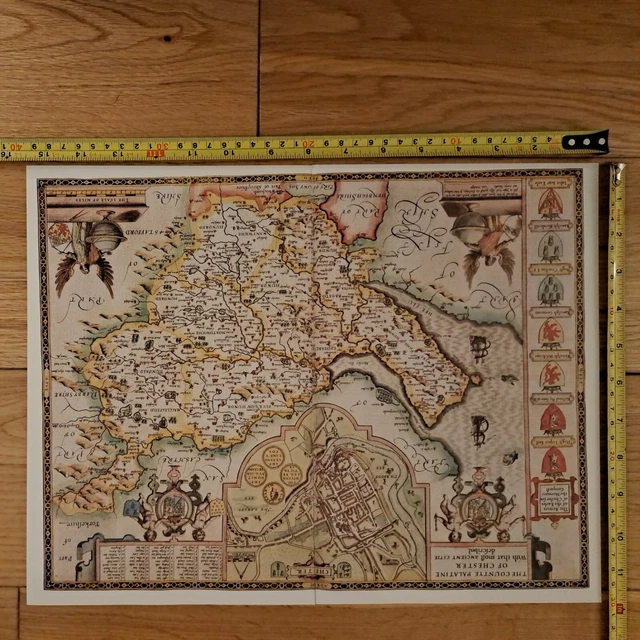 TUDOR MAP OF Cheshire by John Speed £3.99 - PicClick UK