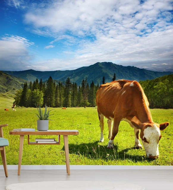 3D HILLSIDE COW A477 Animal Wallpaper Mural Self-adhesive Removable Amy ...