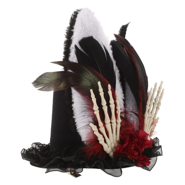 HALLOWEEN BUNNY EAR Top Hat Gothic Steampunk Punk Skeleton Hand Hat for ...