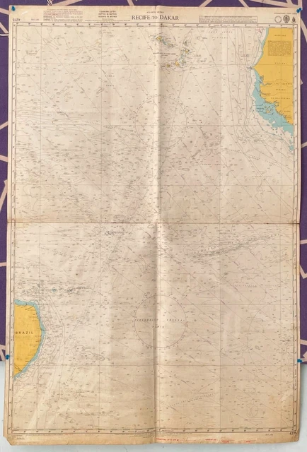 ADMIRALTY 4215 ATLANTIC Ocean Recife To Dakar Vintage Map Antique ...