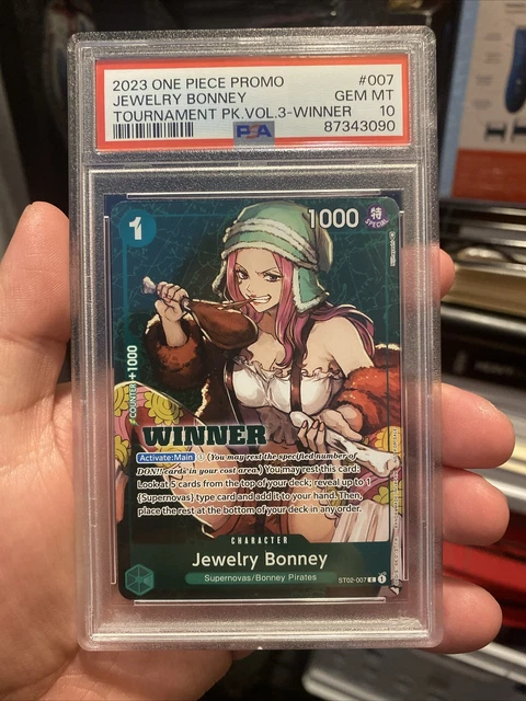 ONE PIECE TCG PSA 10 Gemmes comme neuf - Bijoux Bonney 007 Tournoi Pack Vol 3 Gagnant EUR 195,96 ...