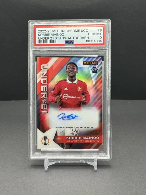 2022-23 TOPPS CHROME Merlin UEFA Kobbie Mainoo Rookie RC Auto /100 GEM ...