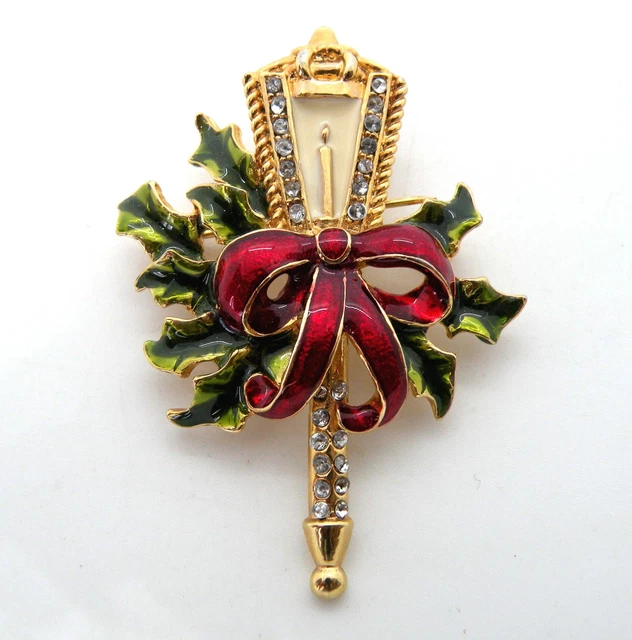 PD PREMIER DESIGN Signed Lantern Ribbon Crystal Christmas Gold Enamel ...