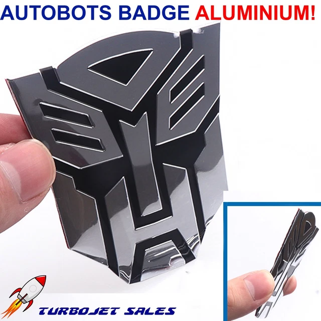 AUTOBOTS ALUMINIUM CHROME Black Badge QUALITY Car Van Bike Emblem ...