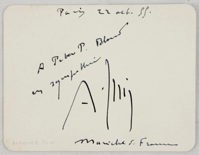 ALPHONSE JUIN FRENCH general ORIGINAL signature 1955 Paris Marechal of ...