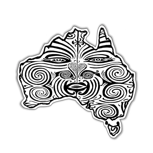 MAORI MOKO IN map of Australia vinyl sticker for Kiwi New Zealanders in ...