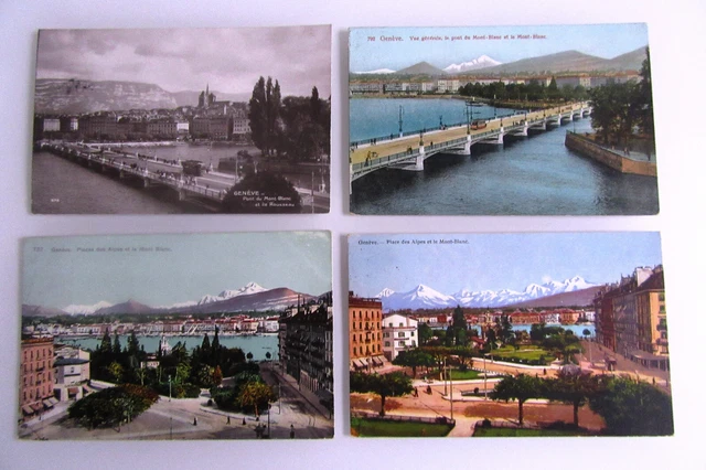 POSTKARTEN LOT 4X GENF Geneve Schweiz alte Ansichtskarten Postcards ca ...
