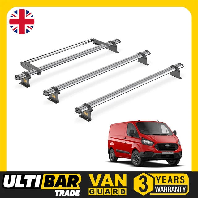 FORD TRANSIT CUSTOM Roof Rack for 2013-2024 GEN1 [H1] 3 Bars & Roller ...