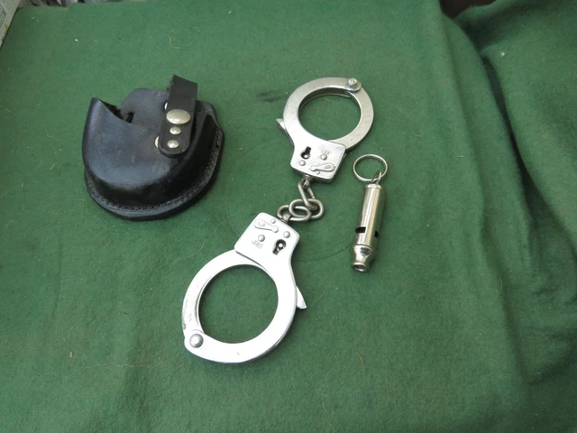 PAIR OF MODERN Handcuffs No Keys With Carrying Case And Copy Whistle £ ...