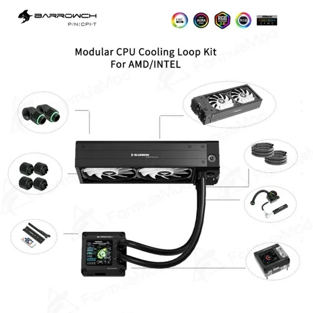 BARROWCH WASSERKÜHLUNG-KIT 240/360MM Radiator Pump Combo+CPU Block Für ...