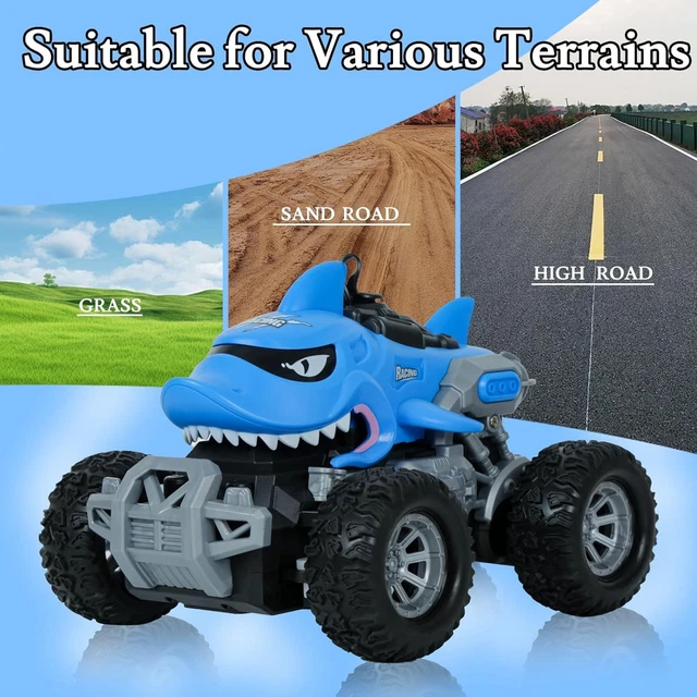 REMOTE CONTROL SHARK Car Monster Truck, Spray Mist Rocket Engine, Led ...