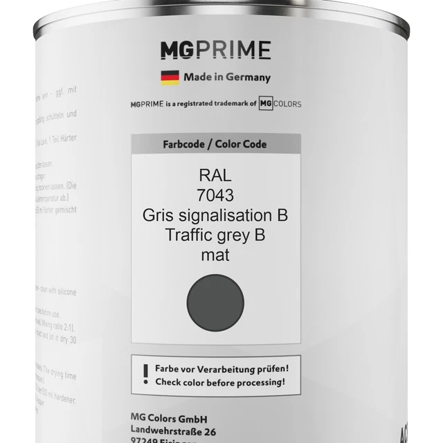 RAL 7043 GRIS signalisation B mat peinture acrylique 1,5L durcisseur y ...