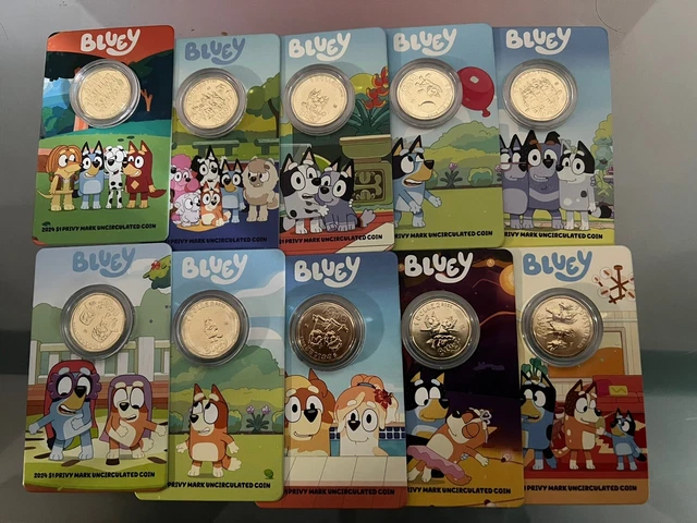 2024 BLUEY COIN Card Set of 10 - $1 Dollar Bluey Bucks READY TO SHIP ...