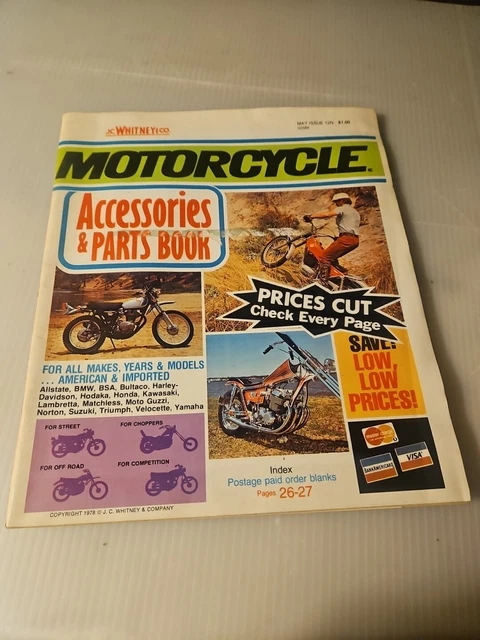 VINTAGE 1978 MAY, JC Whitney Motorcycle Catalog Accessories And Parts ...