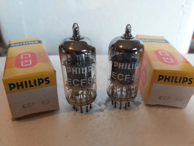 COPPIA VALVOLE ECF80 Philips Miniwatt Box Originale Nuove New Old Box ...