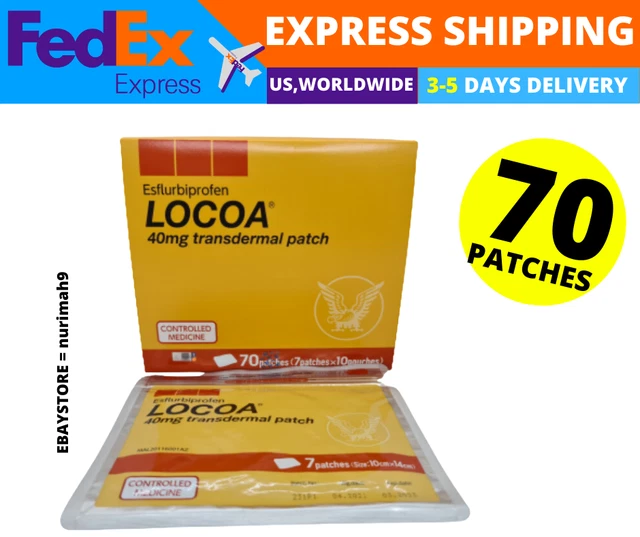 70 PATCH/10 PACKS LOCOA Esflurbiprofen Transdermal Patch Joint Pain ...