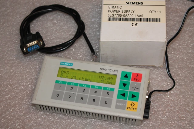 SIEMENS SIMATIC HMI Panel OP3 6AV3503-1DB10, 6ES7705-0AA00-1AA0 Power ...