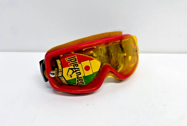MASCHERA SCI OCCHIALI vintage rosso BARUFFALDI Italia anni '70 NUOVO ...