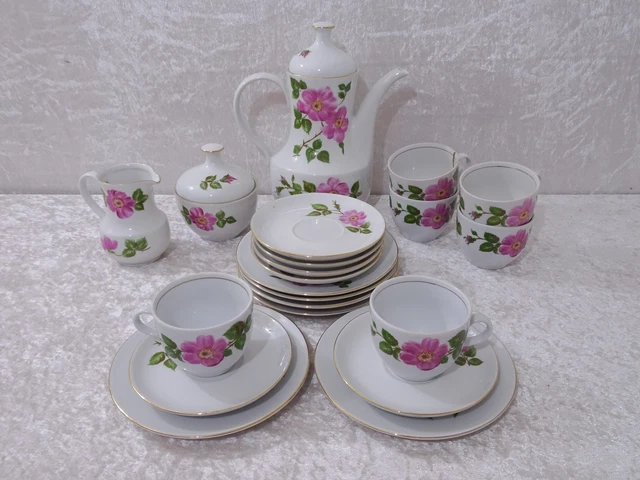 21 TLG. KONVOLUT Kaffeeservice DDR Design Kahla Porzellan - Vintage - Rosen EUR 66,00 - PicClick DE