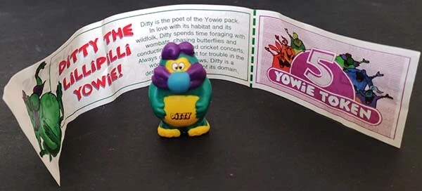 1997 YOWIES CADBURY Australia Yowie DITTY Figure +leaflet Series #1 ...