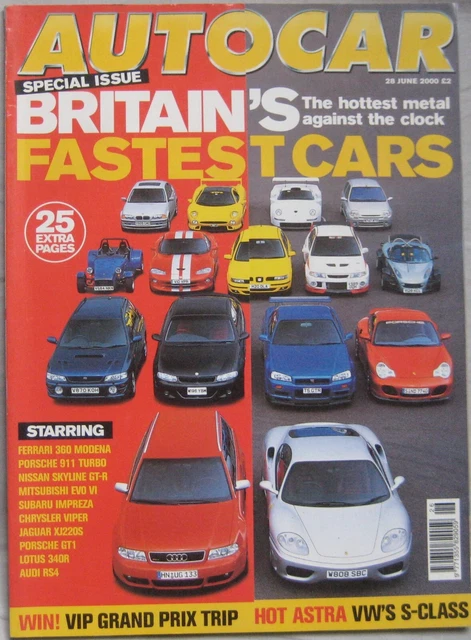 AUTOCAR MAGAZINE 28 June 2000 featuring Audi TT, 0-100-0 shootout £5.99 ...