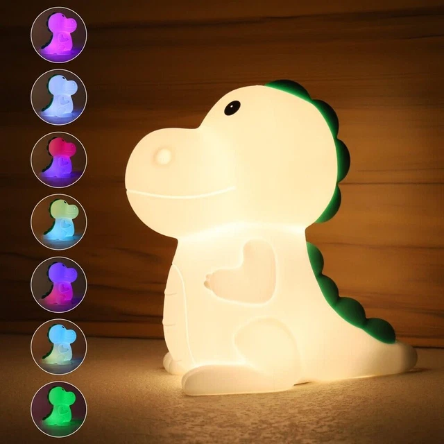 LED SILICONE NIGHT Light Dinosaur Touch Dimmable Lamp Kids Bedroom ...