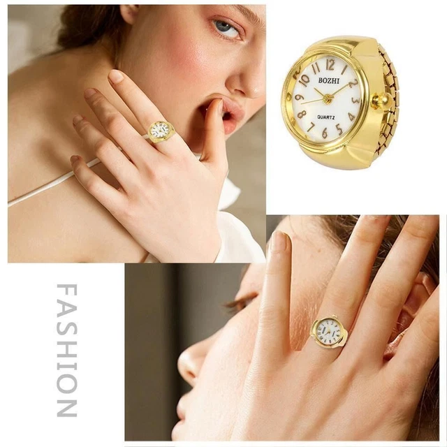 CLOCK DIGITAL WATCH Ring Watch Round Quartz Finger Rings Elastic ...