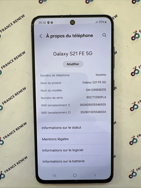 SMARTPHONE SAMSUNG GALAXY S21 FE 5G SM-G990B/DS 128 Go OCCASION EUR 150 ...