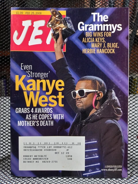 KANYE WEST GRAMMYS Cover Trophy Black Americana JET Magazine Feb 25 ...