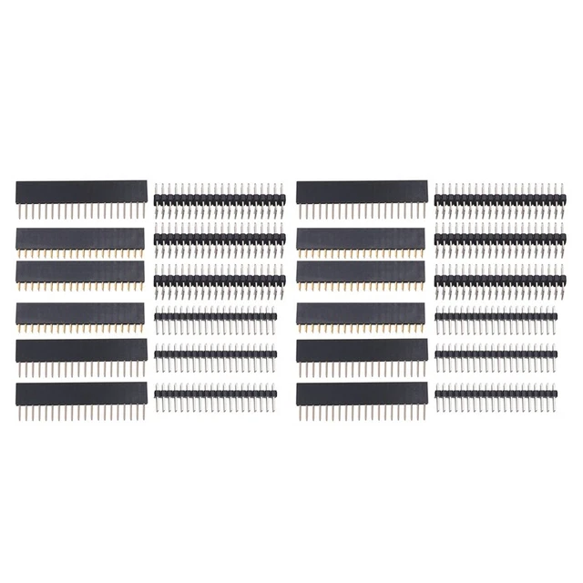 2X(24PCS 40 PIN GPIO Header Kit 20X2 Pins Right Angle GPIO Header ...