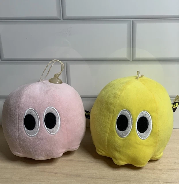 PACMAN BUNDLE OF 4 Soft Plush Toys Pac Man Ghosts pink Blue Red Yellow ...