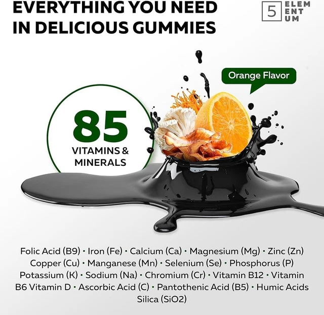SHILAJIT GUMMIES 9000MG with Lion’s Mane, Reishi, Chaga, Cordyceps –100 ...