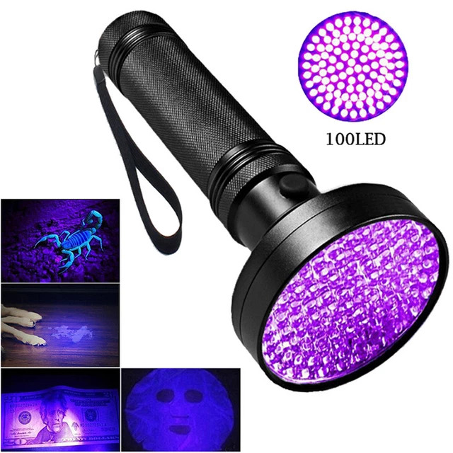 UV 100 LEDS Flashlight 395nm Ultra Violet Torch Light Lamps Blacklight Dete_ga £12.59 - PicClick UK