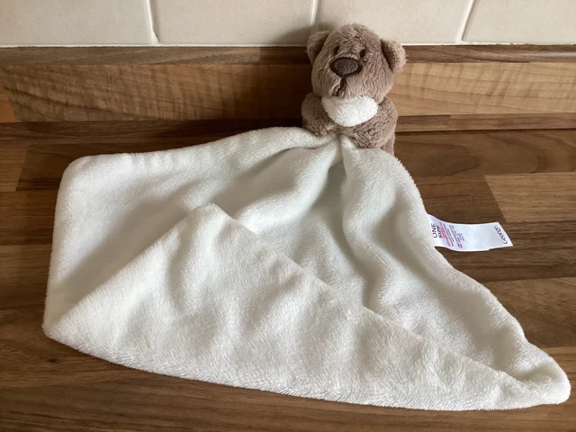 ASDA GEORGE TEDDY Bear White Cream Brown Comforter Soother Blankie £6. ...