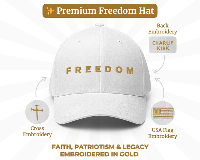 CAPPELLO CHARLIE KIRK Freedom Croce Bandiera USA Flex Fit Cappello ...