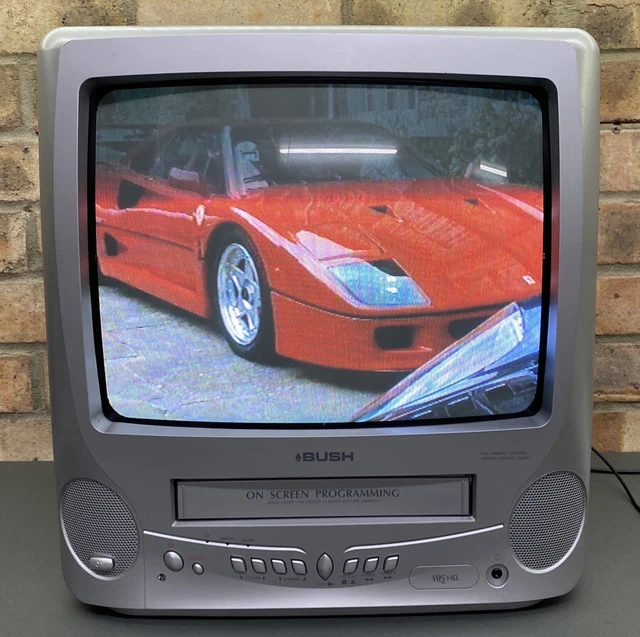 BUSH 14& VINTAGE Gaming TV Combi VHS Player VCR BTV18SIL/VA Fully Working Remote £79.99 ...