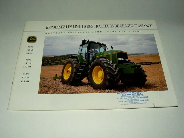 PROSPECTUS TRACTEUR JOHN DEERE 7000 Brochure Tractor Traktor Trattore Prospekt EUR 14,99 ...