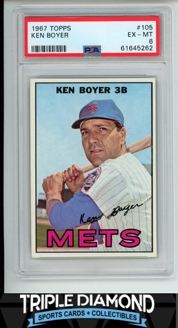 1967 TOPPS BASEBALL #105 Ken Boyer PSA 6 Mint New York Mets U736 EUR 9 ...