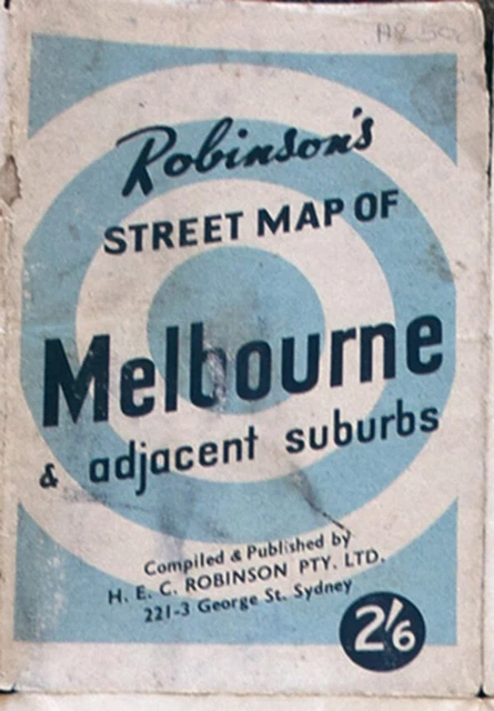 OLD MAP OF Melbourne Robinson's Street Map & adjacent suburbs nd. late ...