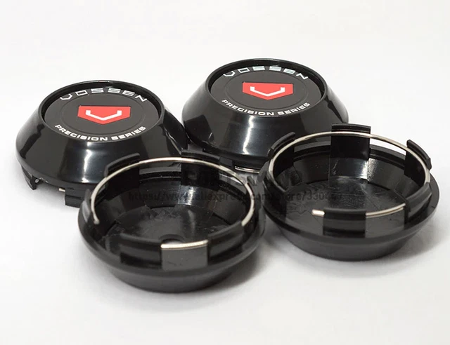 4X68MM VOSSEN BLACK Red Decals Wheel Center Caps Emblems Rim Caps ...