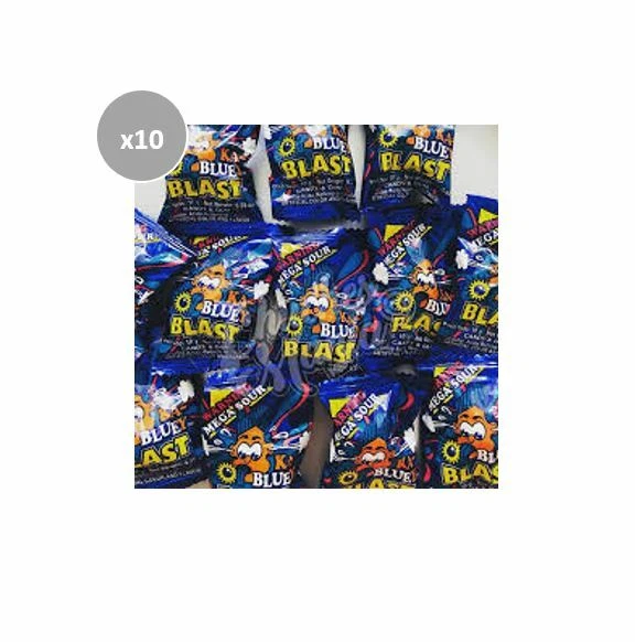 903598 10 X 10g PACKETS KA-BLUEY BLUE RASPBERRY BLAST SOUR BUBBLE GUM ...