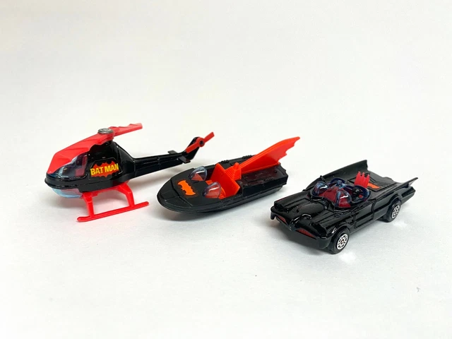 VINTAGE BATMAN SET of 3 Batmobile, Helicopter and Boat Corgi Juniors ...