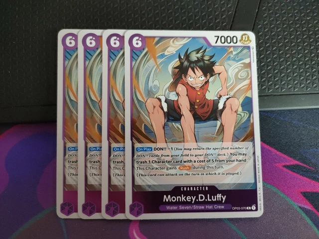 OP03-070 MONKEY.D.LUFFY :: Rare One Piece TCG Card X4 Playset £4.00 - PicClick UK