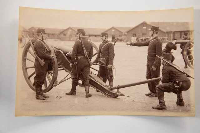 TIRAGE PHOTO ARGENTIQUE 1890 NANCY Militaire Canon Artillerie 14X22Cm ...